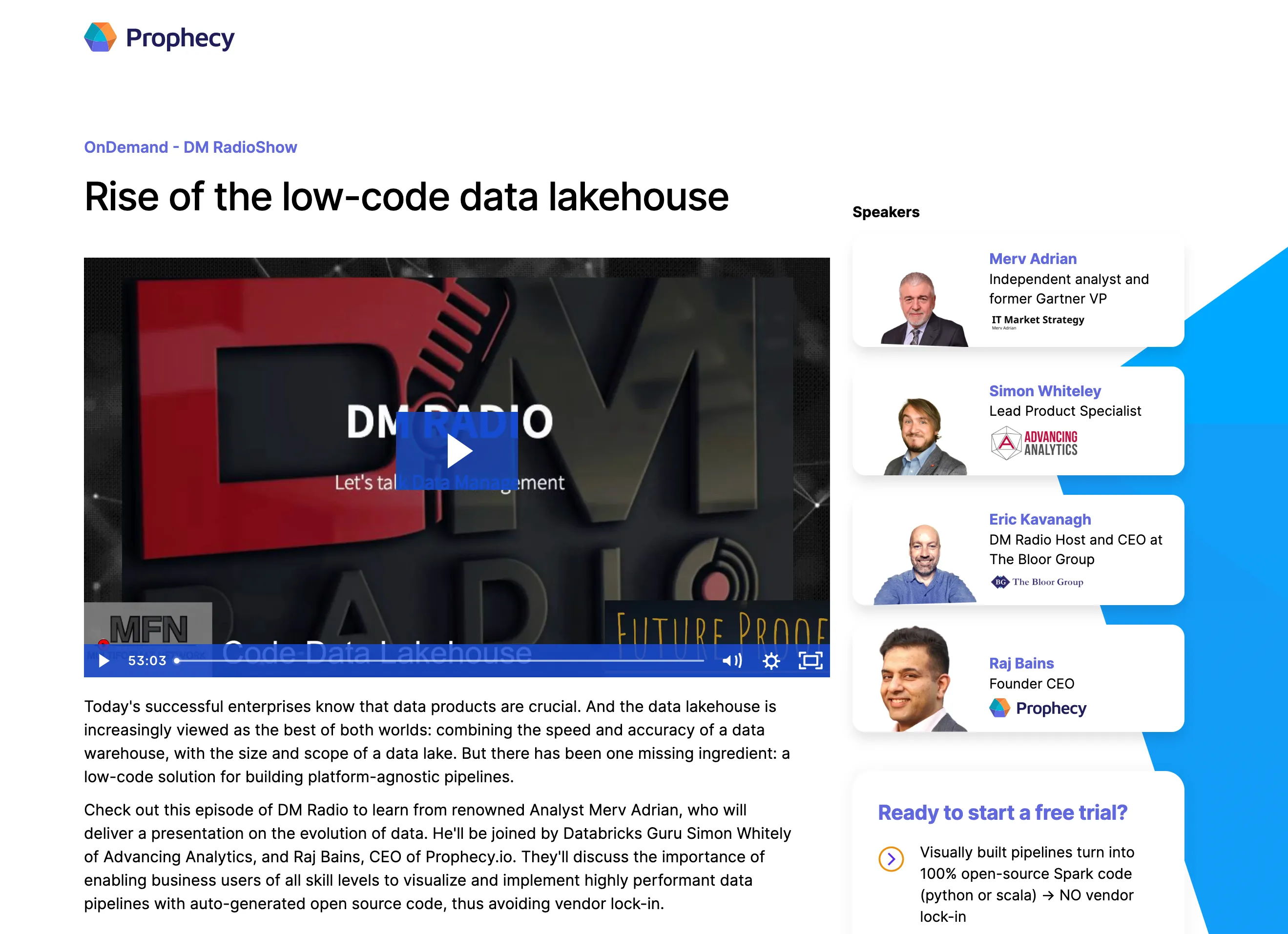 Rise of the Low-Code Data Lakehouse - DM Radio - Podcast